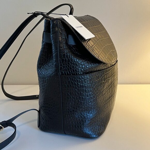 Cuyana | Bags | Nwt Cuyana Leather Backpack Croc Embossed Black ...
